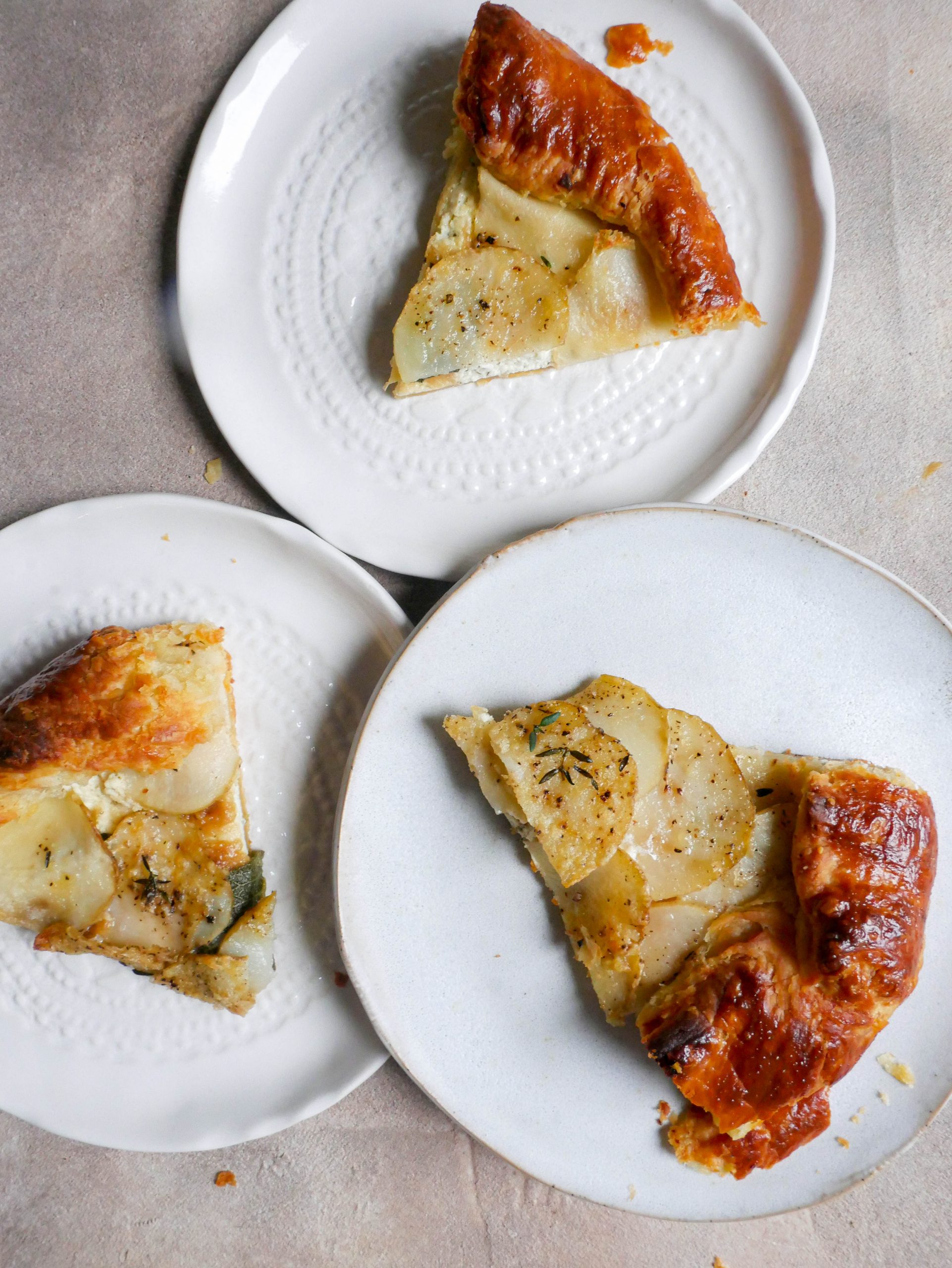 Potato Tart with Garlic Confit & Sour Cream Puff Pastry - Daen's Kitchen