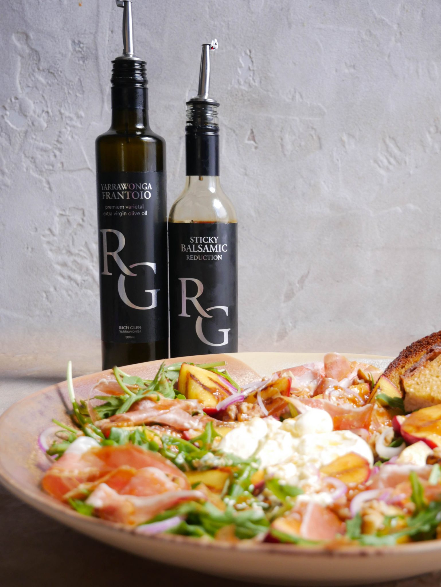Peach Salad with Garlic Confit Dressing - Daen's Kitchen