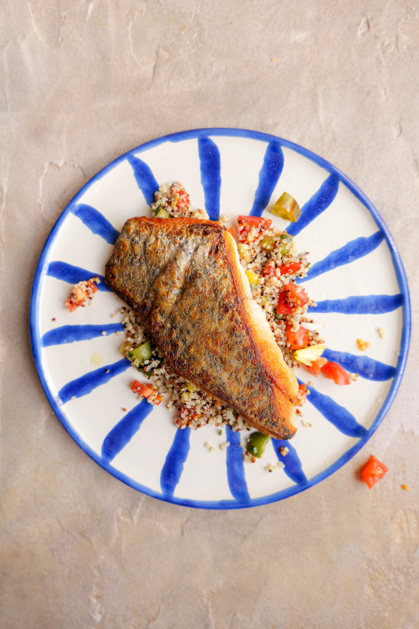 Crispy Skin Fish with Garlic Chips and Herby Green Sauce - Daen's Kitchen