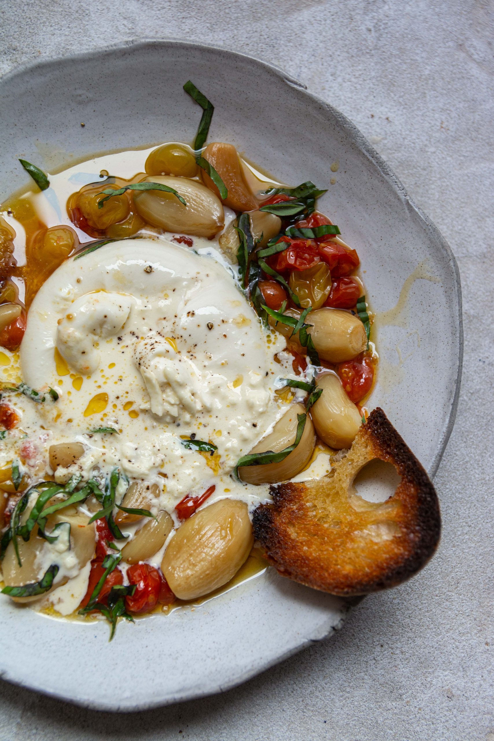roasted tomato and garlic burrata