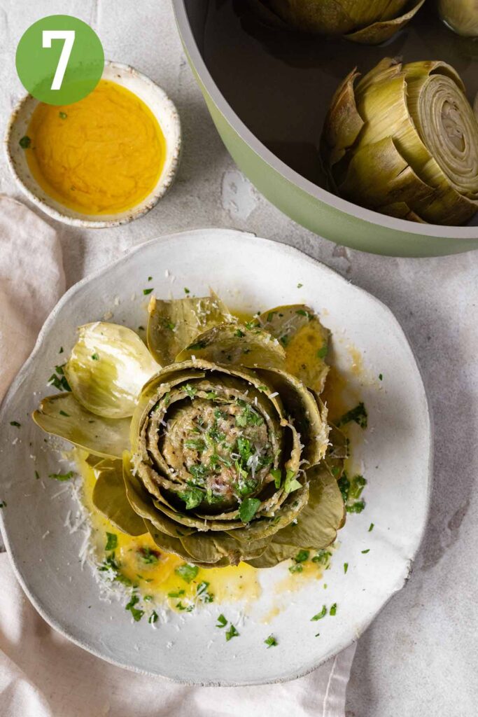 Steamed Artichokes with Garlic Butter - Daen's Kitchen